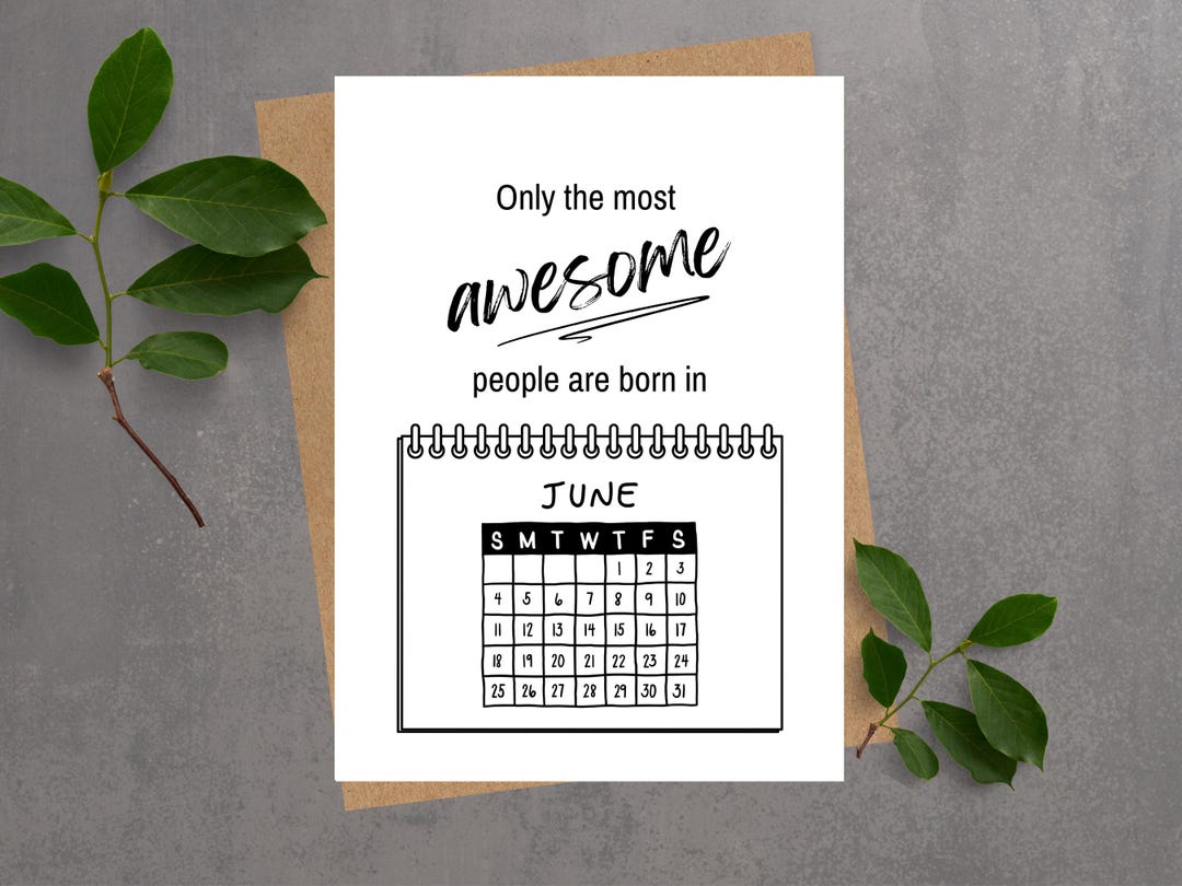 June Birthday Card, Awesome People Are Born in June, Birth Month Gifts ...