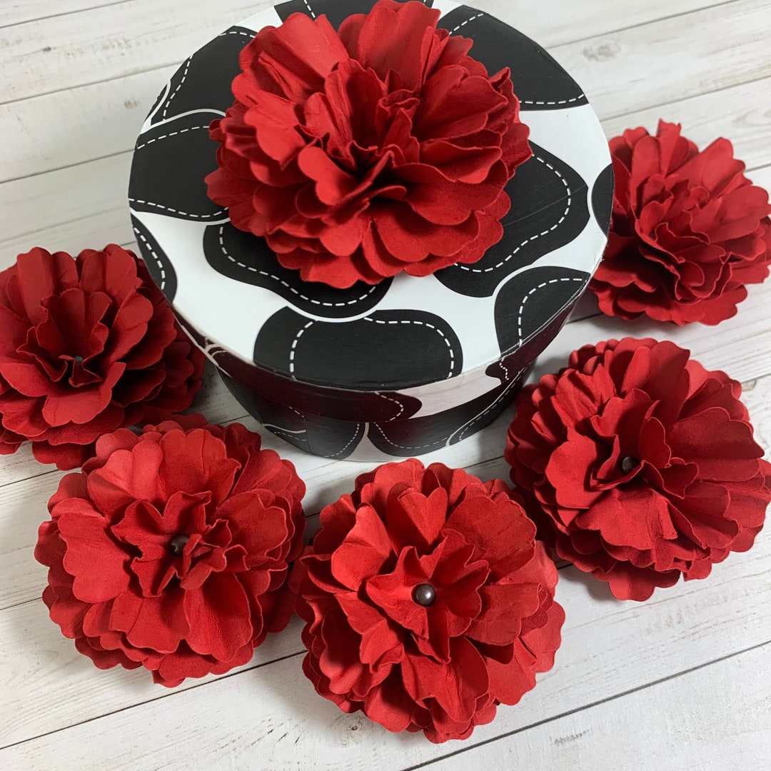 Red Paper Flowers, Paper Carnations, Paper Mums, Shabby Flowers ...