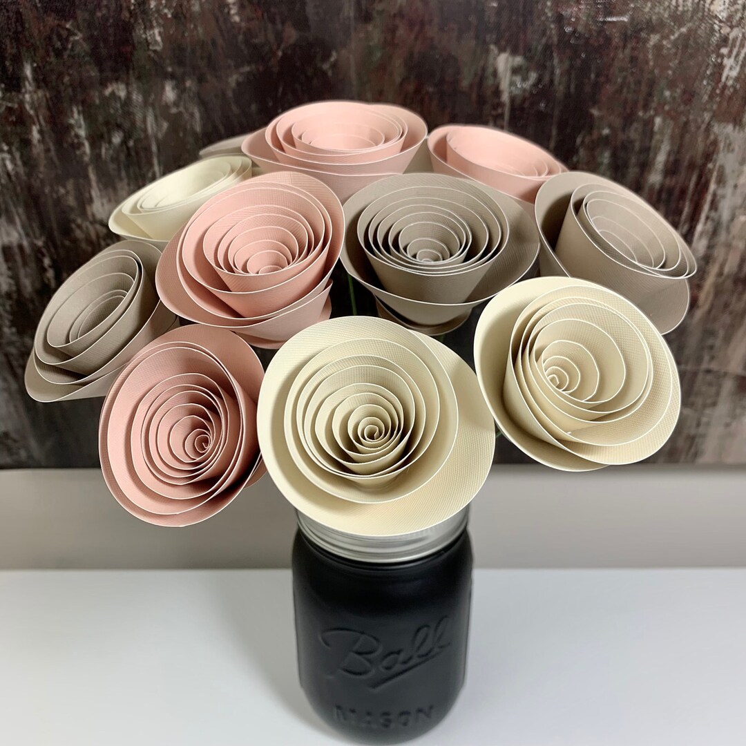 Spiral Paper Flower Bouquet in Soft Matte Colors, Paper Flower Gift ...