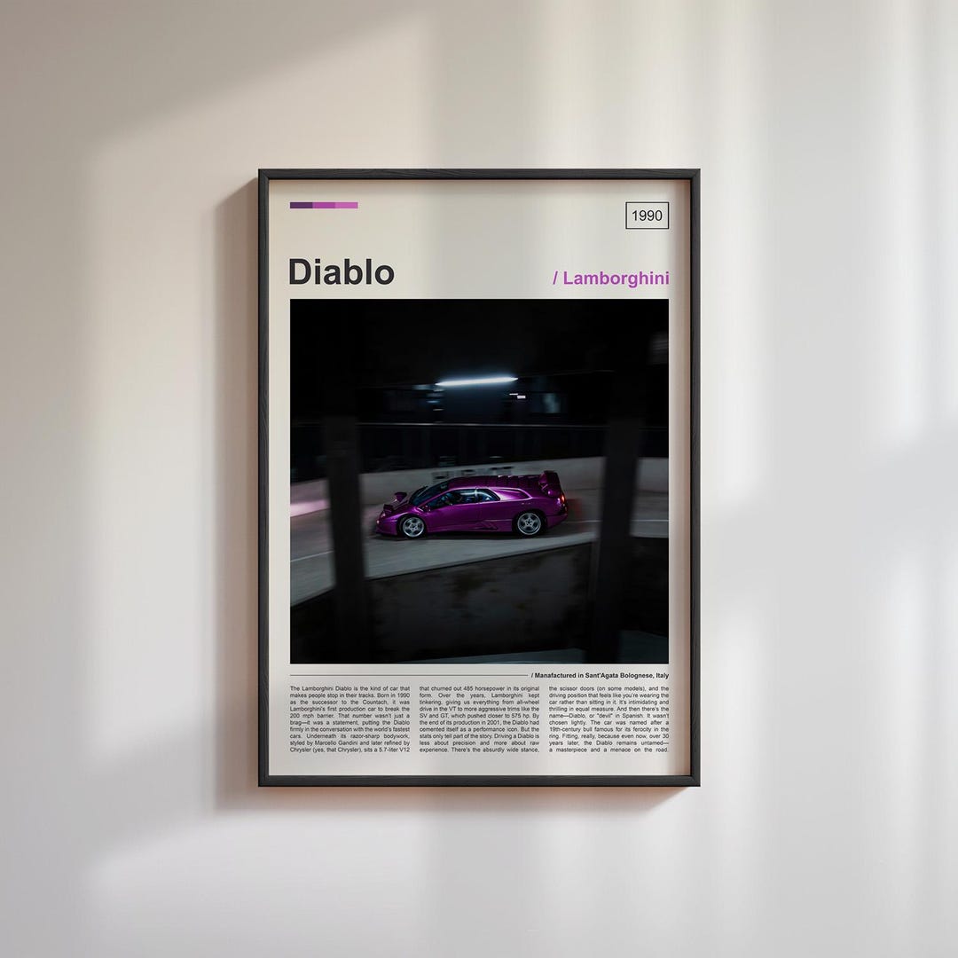 Lamborghini Diablo Print | Lamborghini Diablo Poster | 90s Lamborghini ...