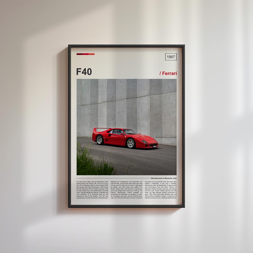 Ferrari F40 Print | Ferrari F40 Poster | High-performance Sports Car ...