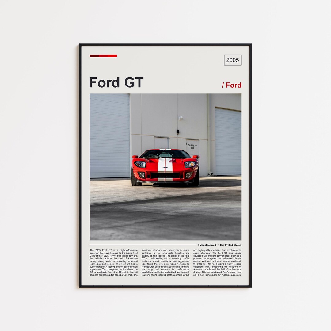 2005 Ford GT Print 2005 Ford GT Poster High-performance Sports Car ...