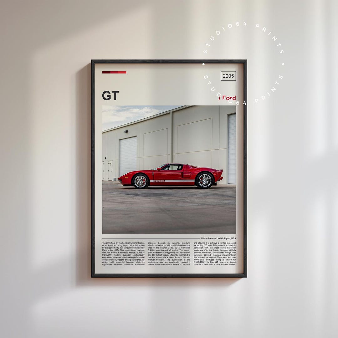 2005 Ford GT Print | 2005 Ford GT Poster | Sports Car Poster | Wall Art ...