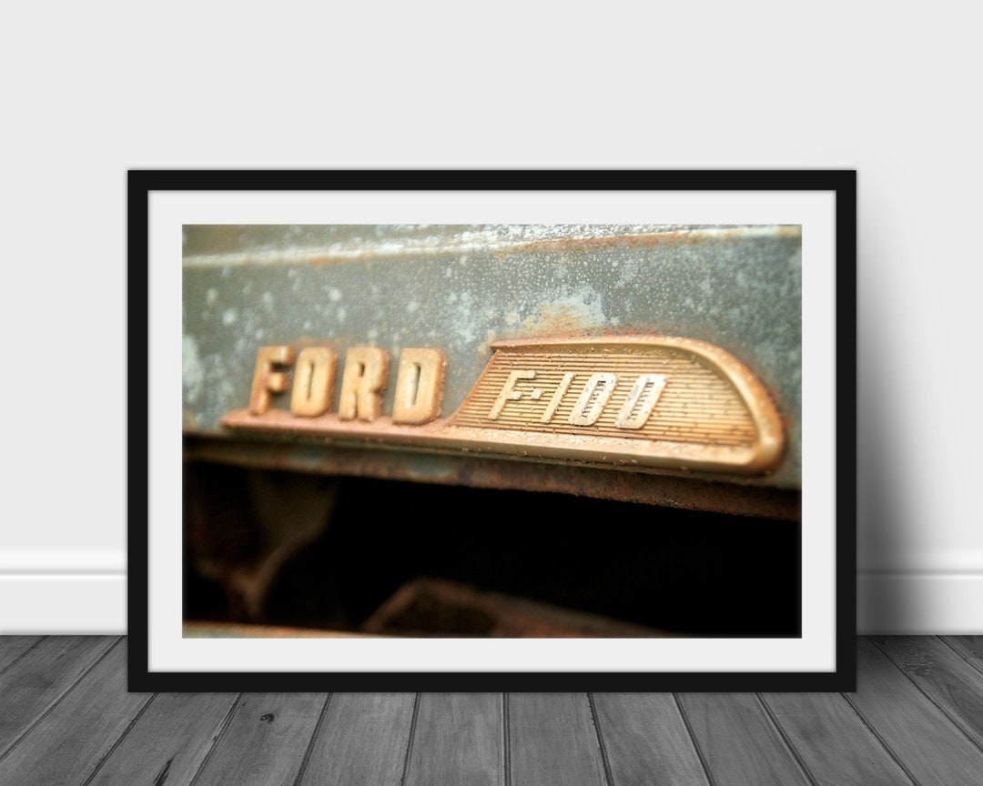 Ford F100, Ford Emblem, Retro Truck Art, Digital Art Print, Fine Art ...
