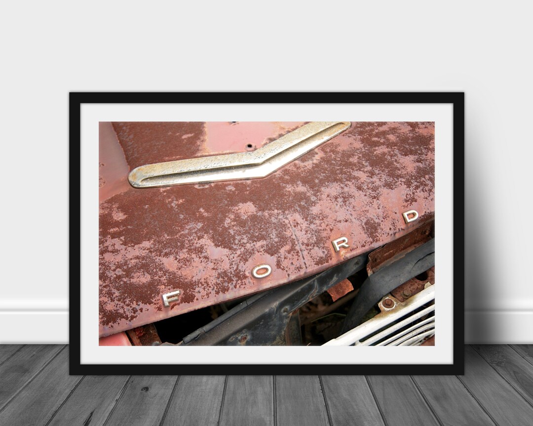 Rusted Ford Emblem Print: Classic Truck, Garage Mancave Art - Etsy