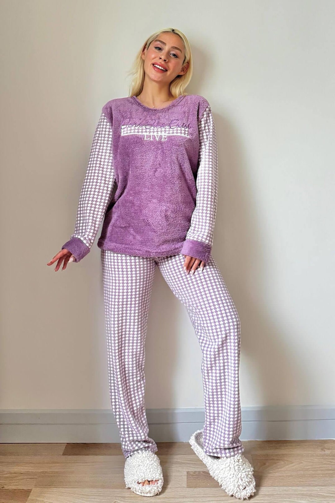 Live Plush and Polar Fleece Pajama Set for Women - Cozy Winter ...