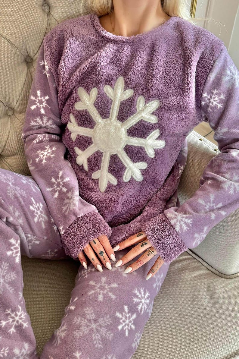 Snowflake Snefnug Plush and Polar Fleece Pajama Set for Women - Cozy ...