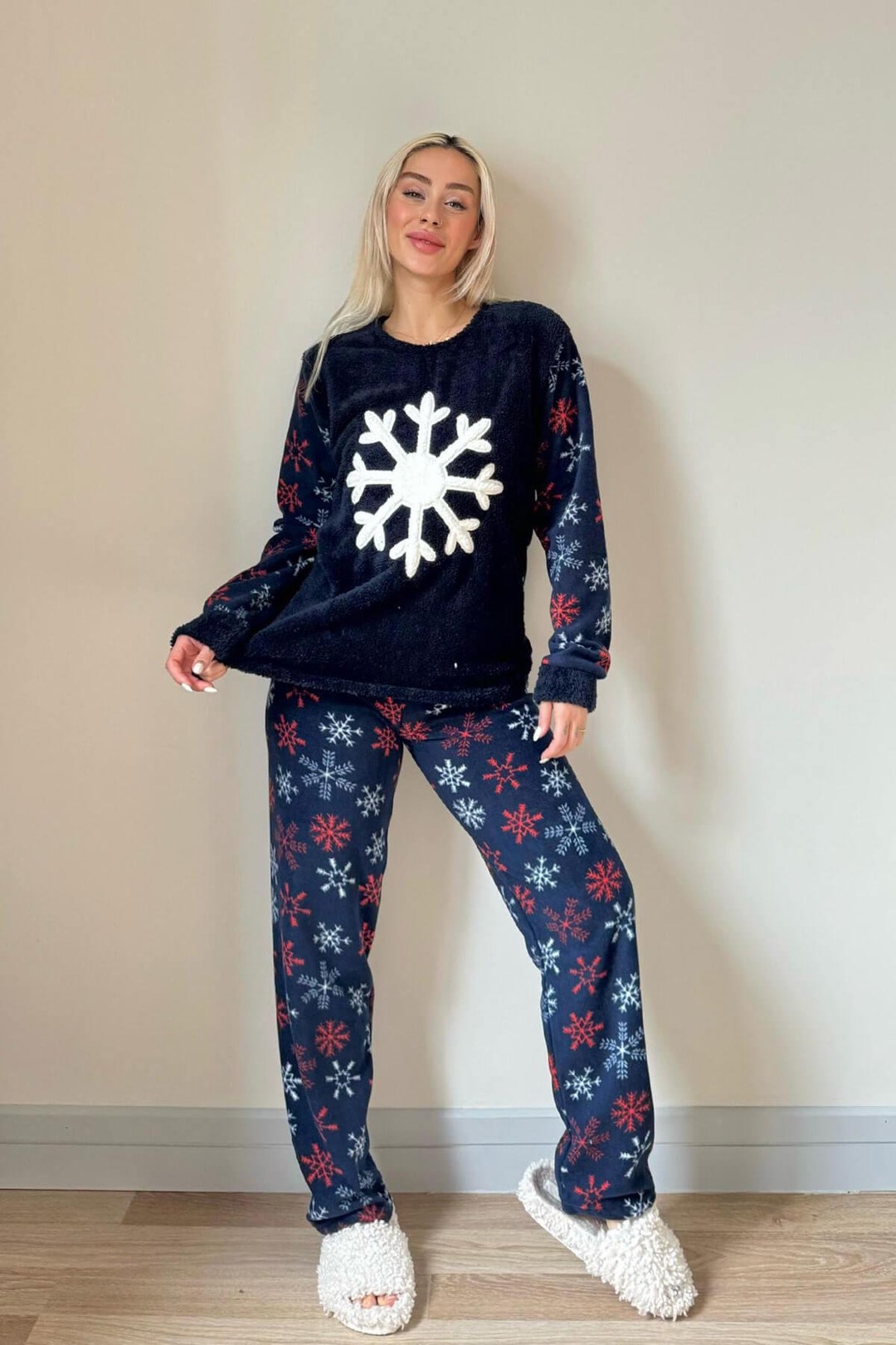 Snowflake Snefnug Plush and Polar Fleece Pajama Set for Women - Cozy ...