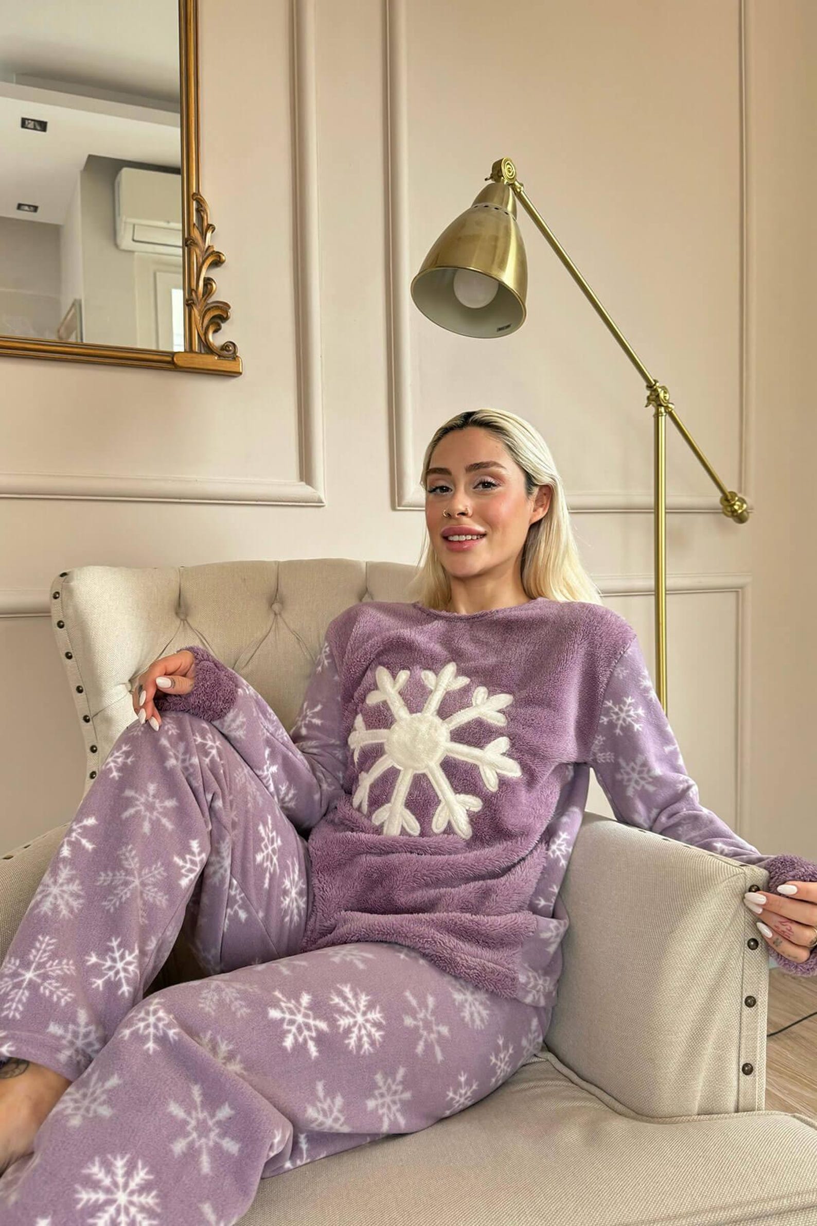 Snowflake Snefnug Plush and Polar Fleece Pajama Set for Women - Cozy ...