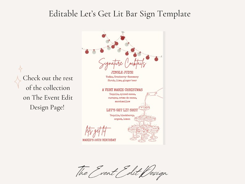 Let's Get Lit Party Bar Sign, Let's Get Lit Birthday Party Bar Sign ...