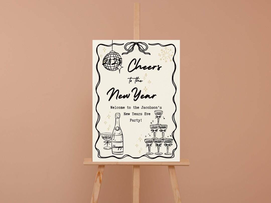 New Years Party Welcome Sign, Cheers to New Years Welcome Sign, New ...