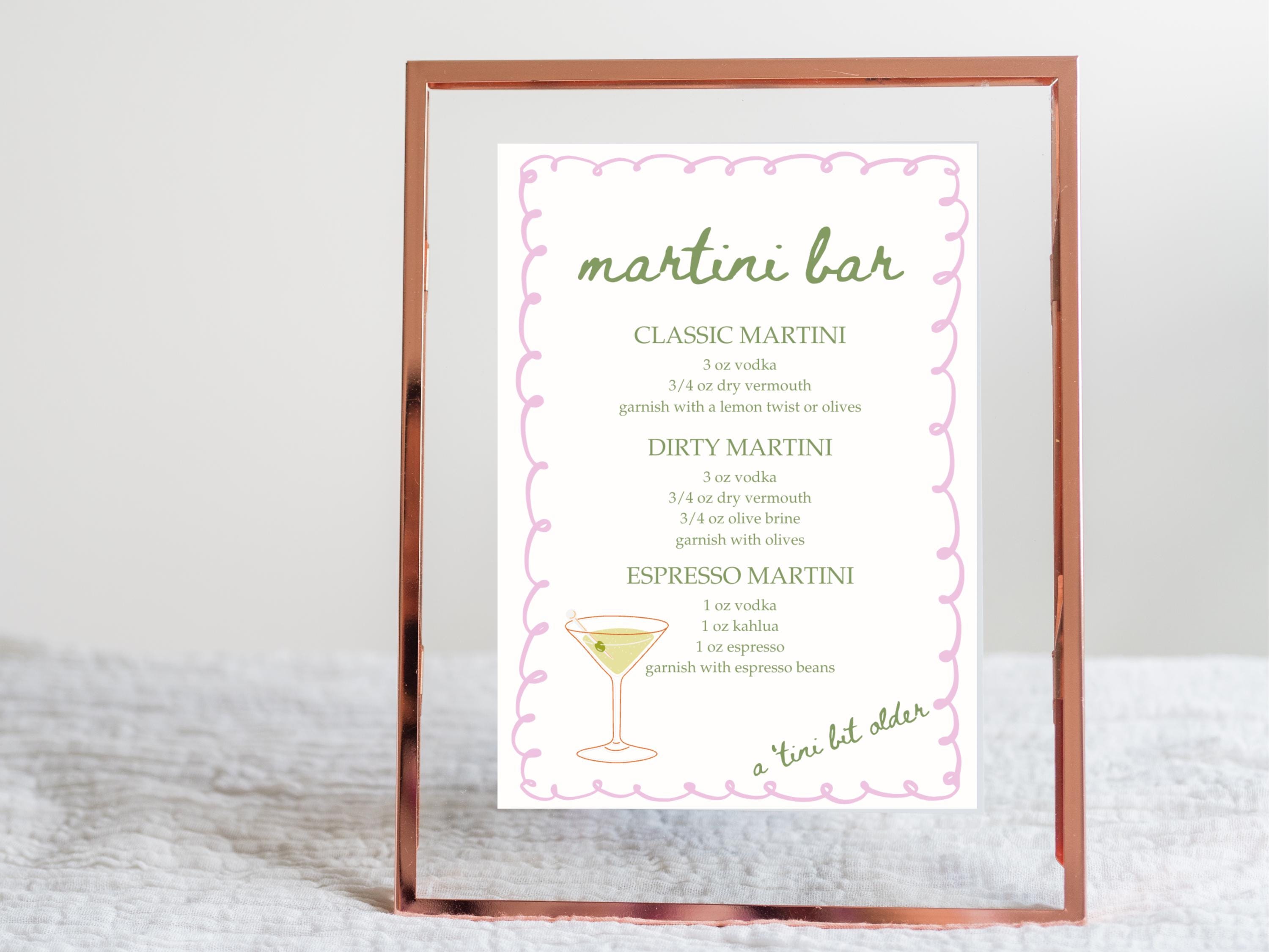 Martini Bar Sign, A 'tini Bit Older Party, Martini Birthday Party Bar ...