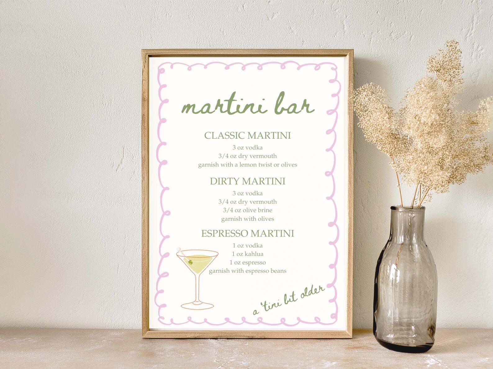 Martini Bar Sign, A 'tini Bit Older Party, Martini Birthday Party Bar ...