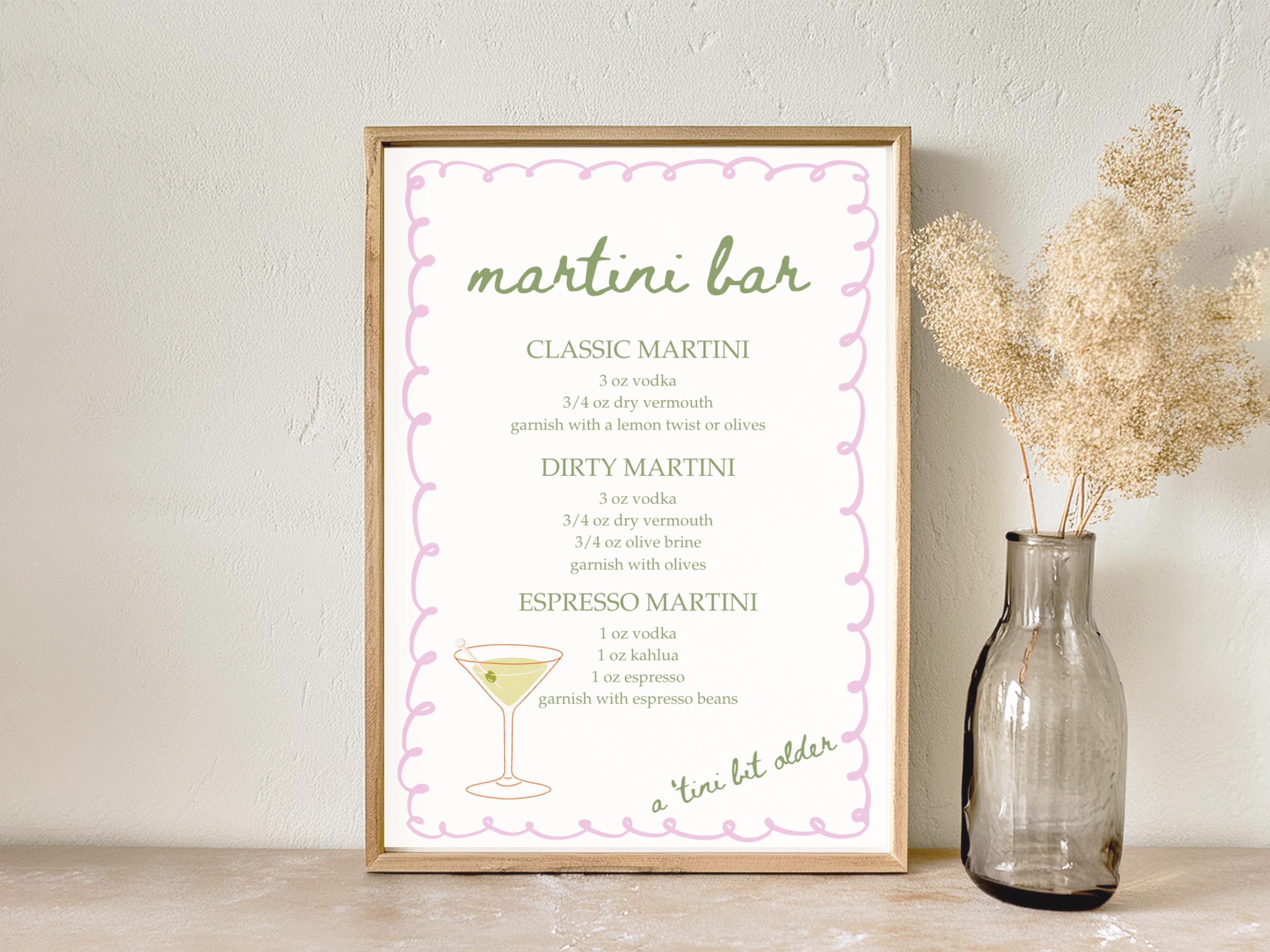 Martini Bar Sign, A 'tini Bit Older Party, Martini Birthday Party Bar ...
