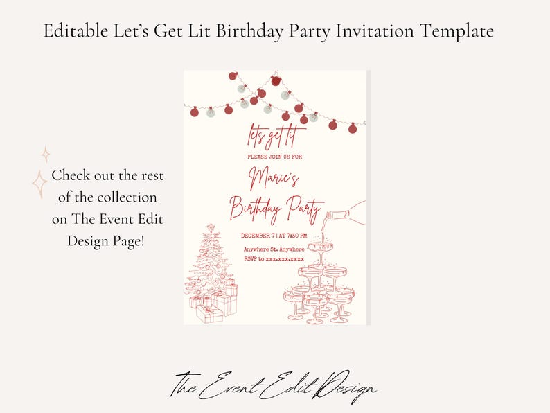 Let's Get Lit Birthday Party Invitation, Let's Get Lit Christmas Party ...