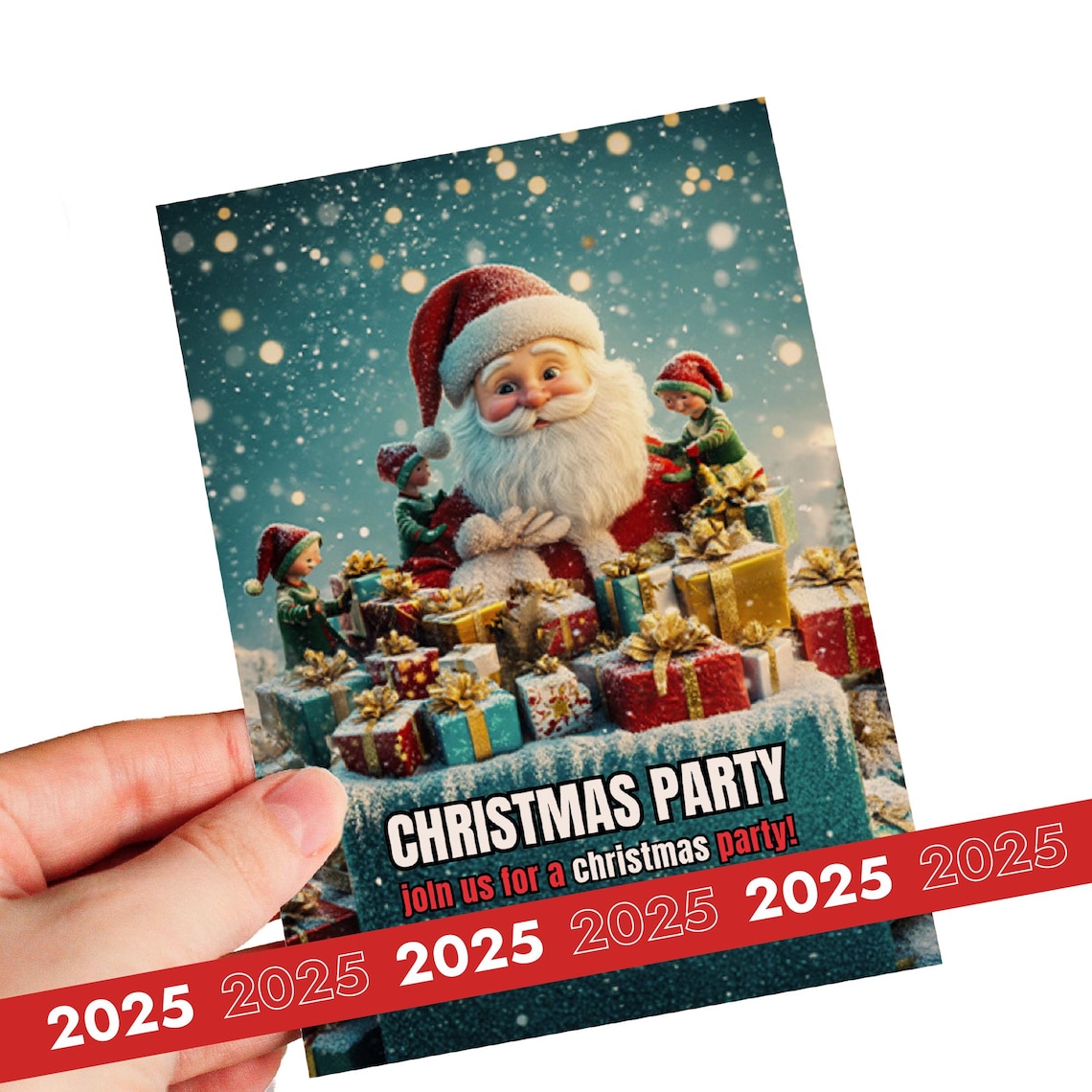 Santa Claus Christmas Invitation Template, Christmas Party Invitation ...
