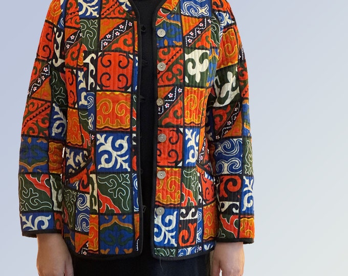 Vintage 1950s Golden Satin Brocade Damask Long Jacket Robe Chinese ...