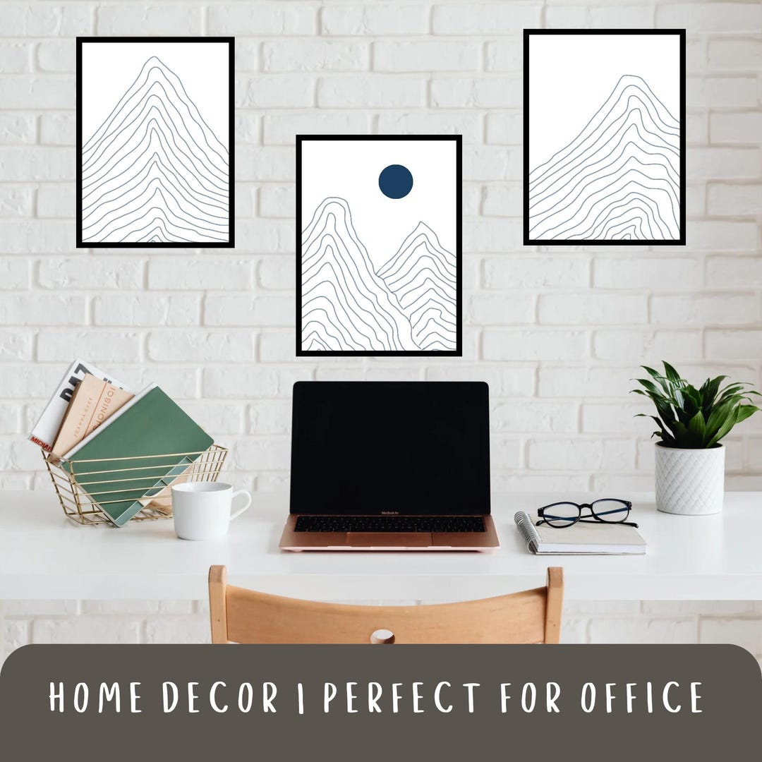 Boho Mountains Posters Wall Art | Line Art | Digital Download | Home ...