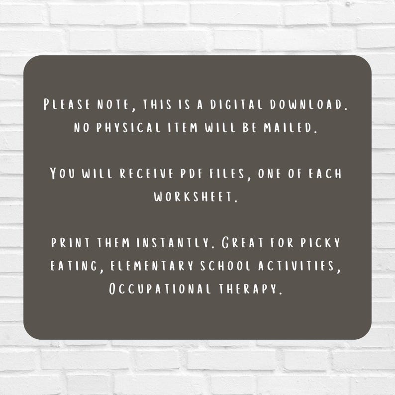 Feeding Therapy | Digital Download | Elementary School Worksheets ...