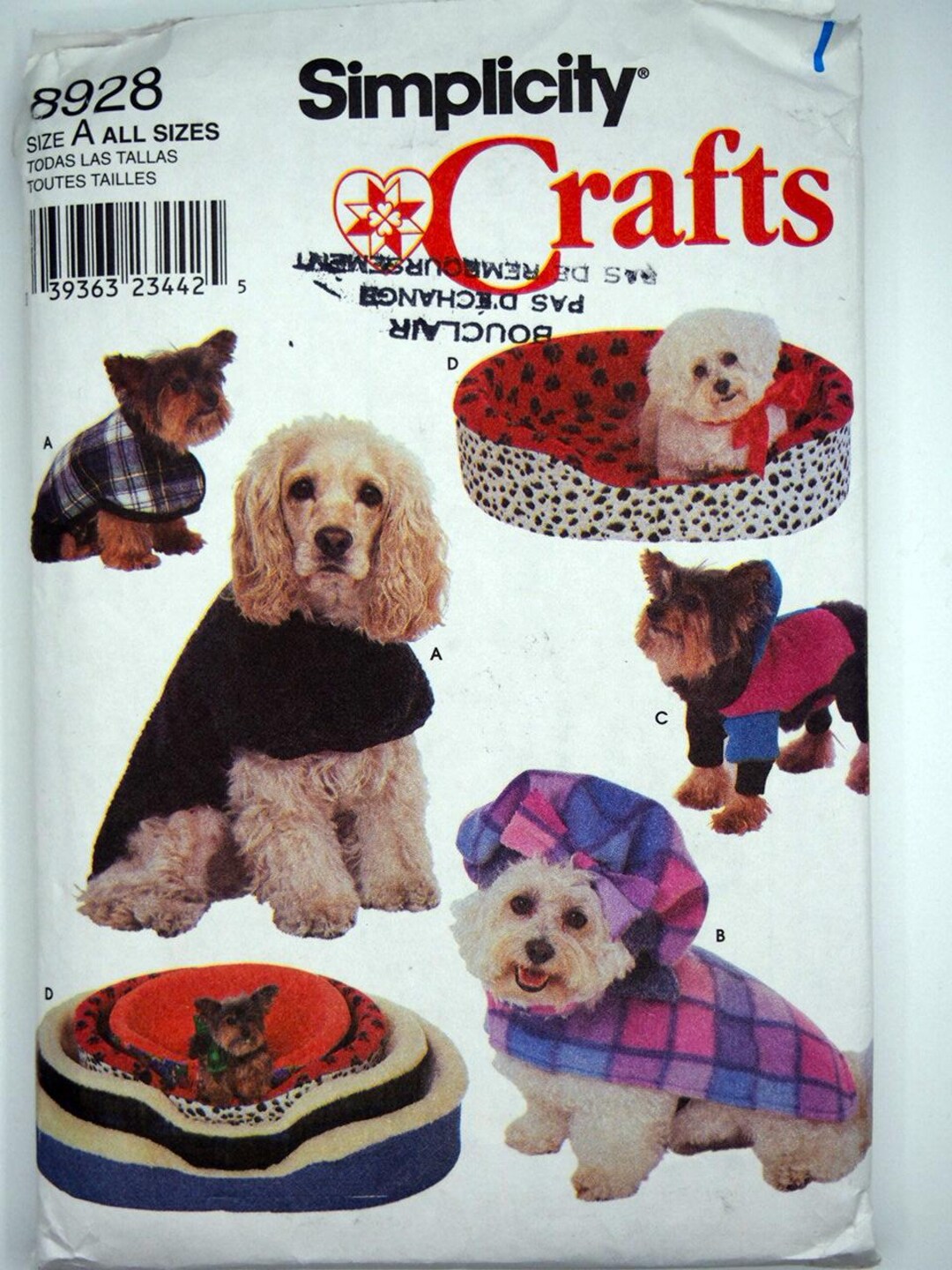 Simplicity 8928, Dog Beds in Four Sizes and Hooded Coats With Hat ...