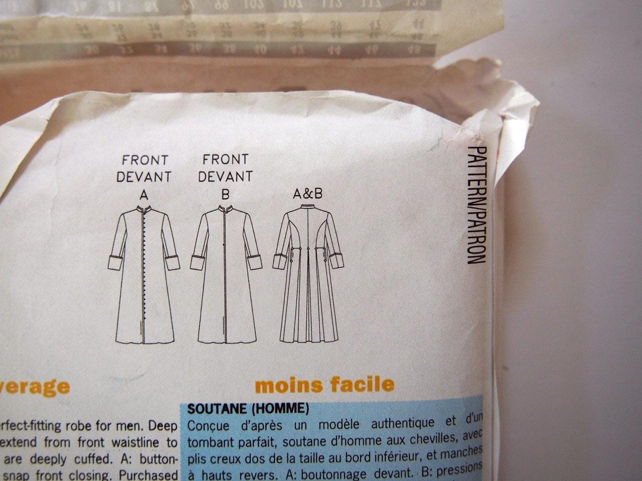 Butterick 6844 - Men's Priest or Clergy Robe Sewing Pattern - Etsy