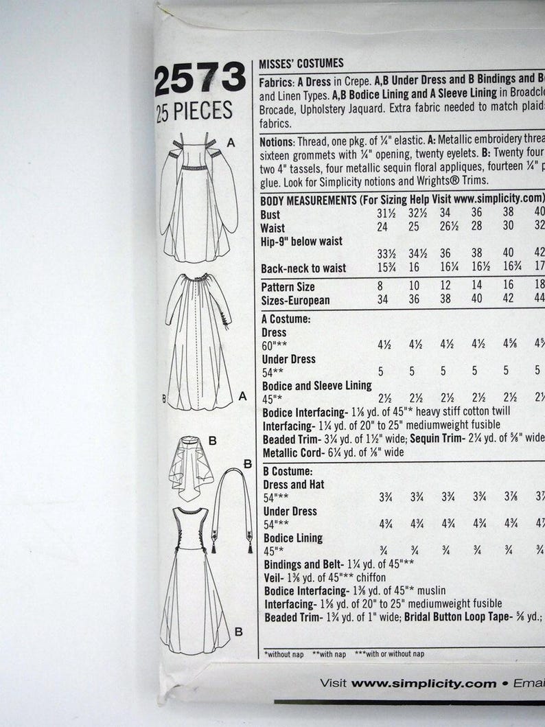Simplicity 2573, Medieval Gown With Long Draped Sleeves and Underdress ...