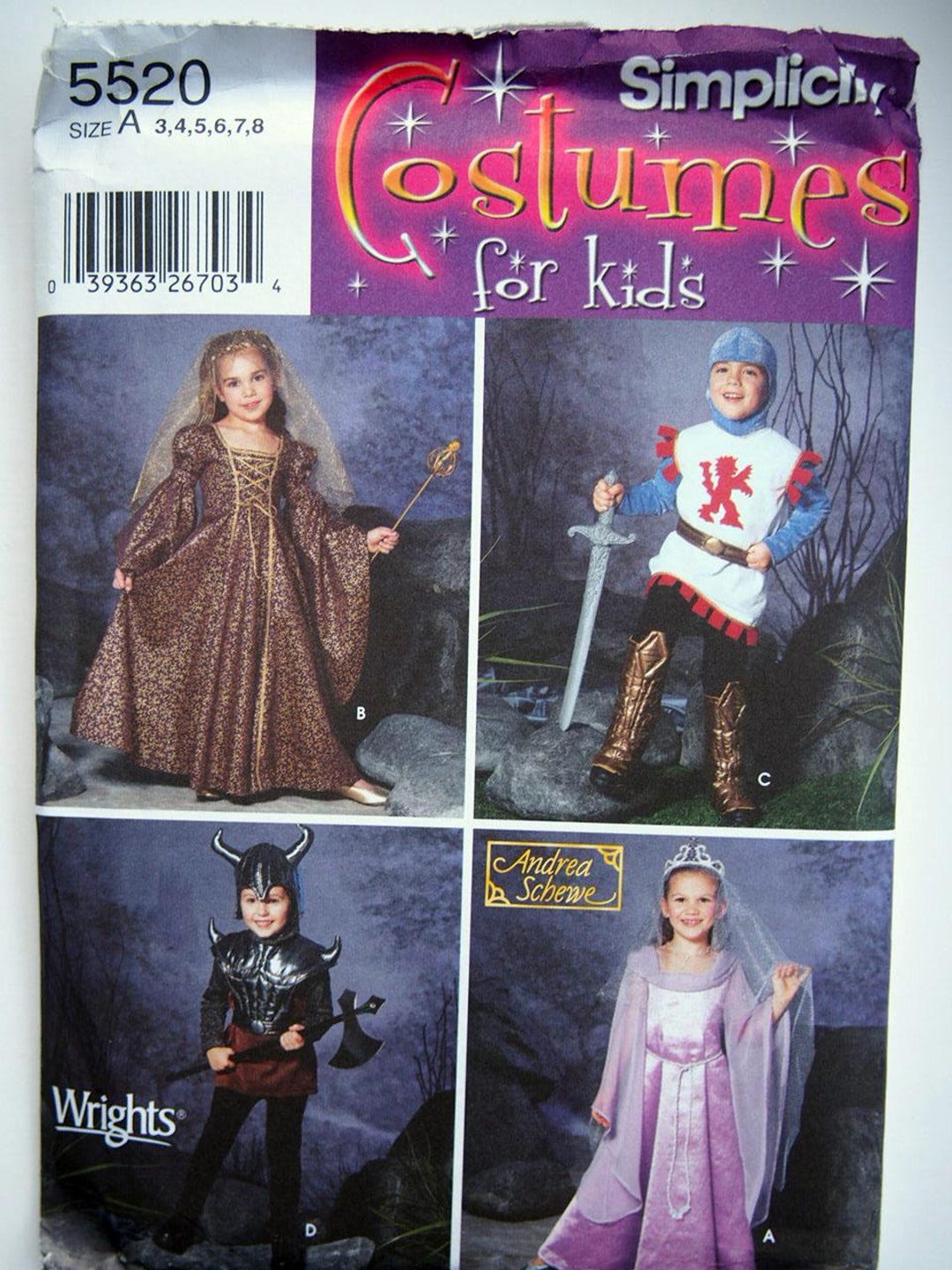 Simplicity 5520, Kids Costume Sewing Pattern - Knight, Princess, Fairy ...
