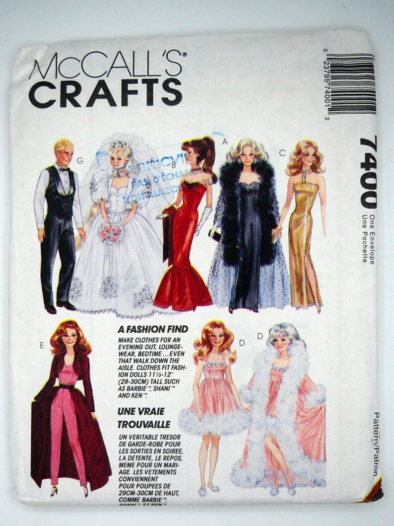 Mccall’s 7400, Barbie and Ken Evening, Bridal and Loungewear Wardrobe ...