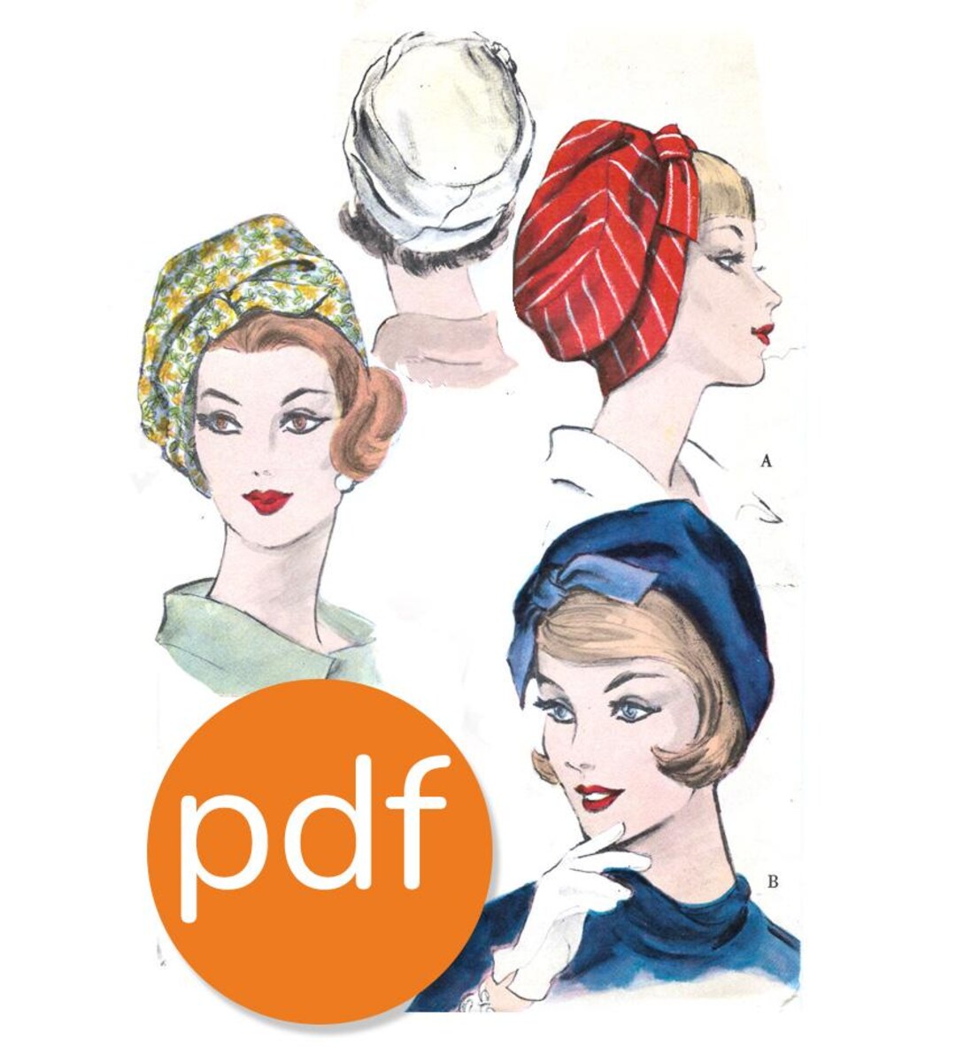 Toque Hat With Bow Detail, 1960s Sewing Pattern (PDF Reproduction) - Etsy