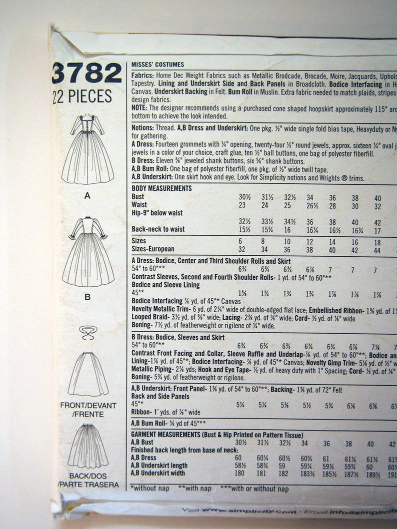 Simplicity 3782, Women's Elizabethan Gown Costume With Corset and ...