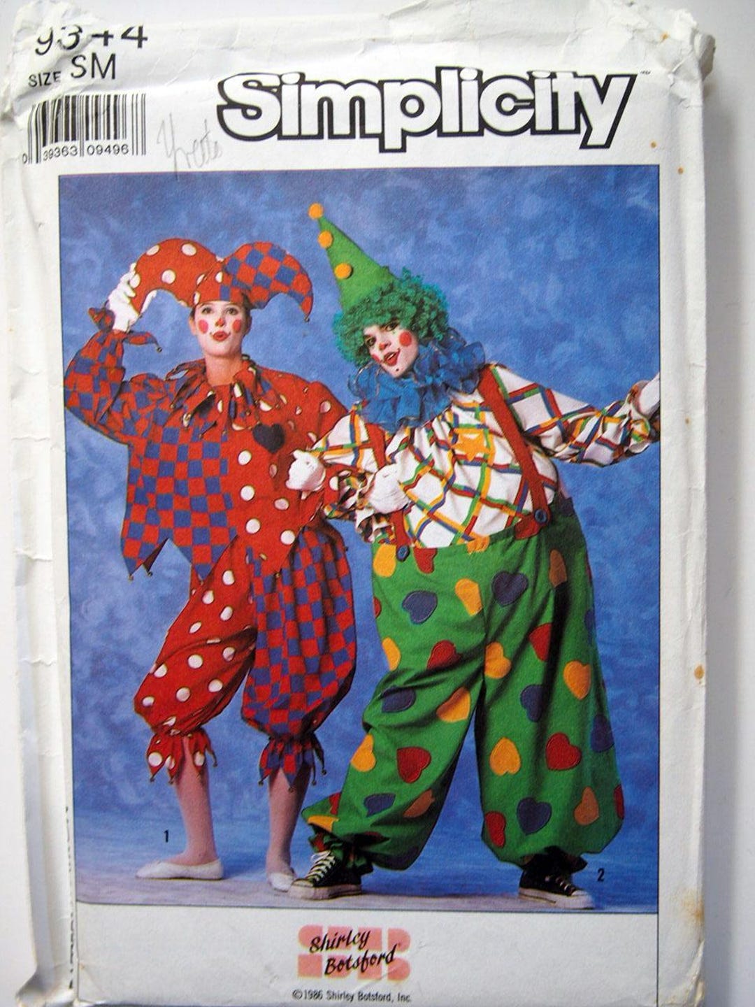 Simplicity 9344 - Adult Jester and Clown Costumes, Rare 80s Pattern - Etsy