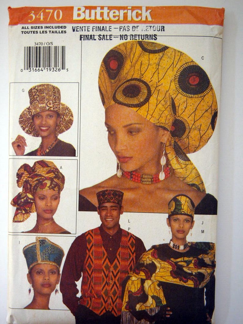 Butterick 3470, African-inspired Headwear and Accessories Sewing ...