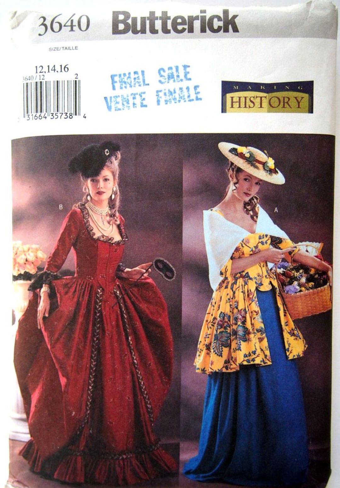 Butterick 3640 - 18th Century Rococo Ball Gown and Country Ensemble ...