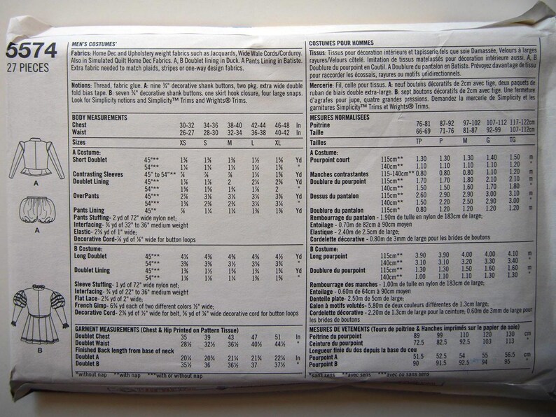 Simplicity 5574, Renaissance Doublet and Trunk Hose Costumes for Men ...