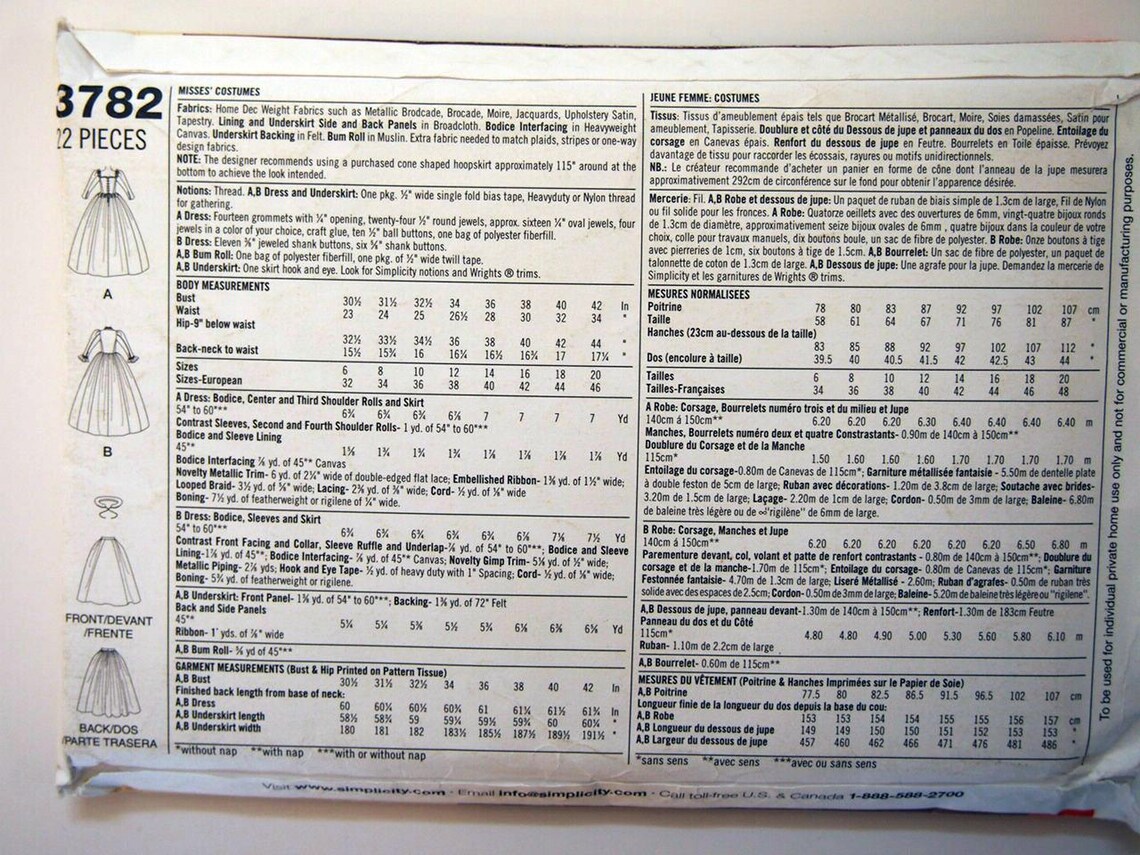 Simplicity 3782, Women's Elizabethan Gown Costume With Corset and ...