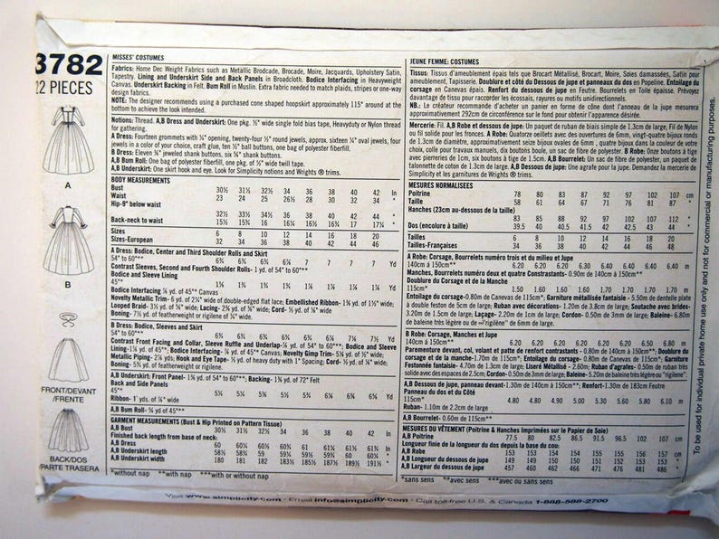 Simplicity 3782, Women's Elizabethan Gown Costume With Corset and ...