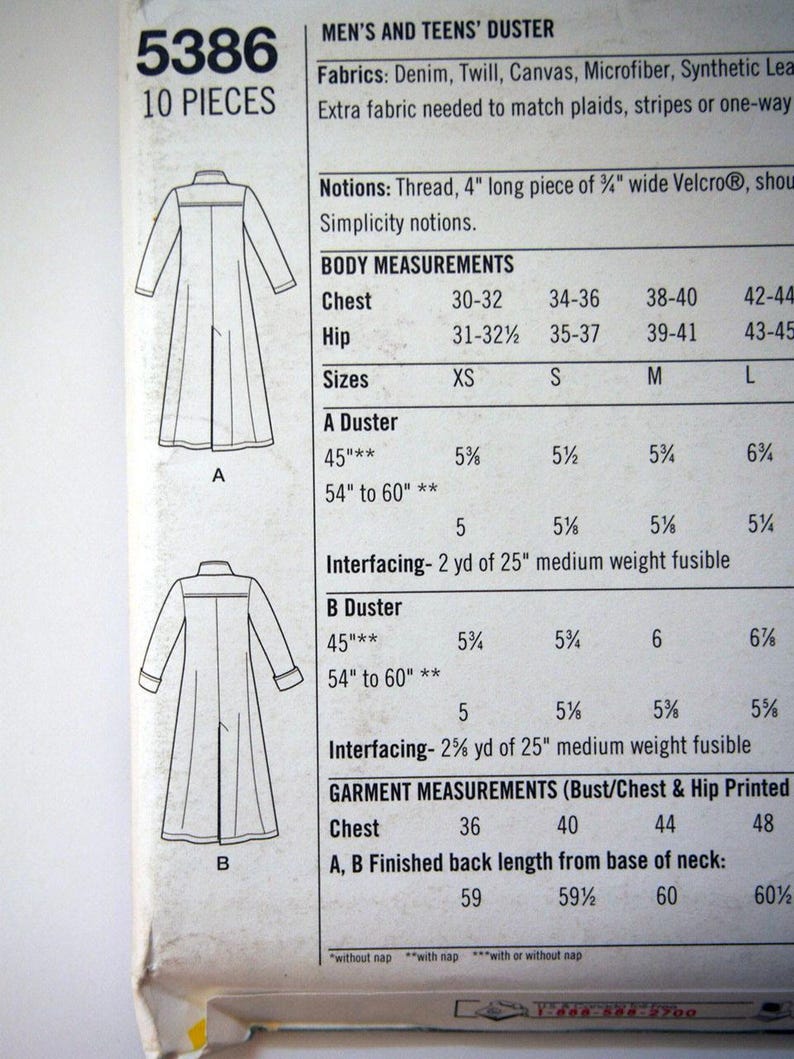 Simplicity 5386, Matrix Style Long Coat Costume for Adults - Sewing ...