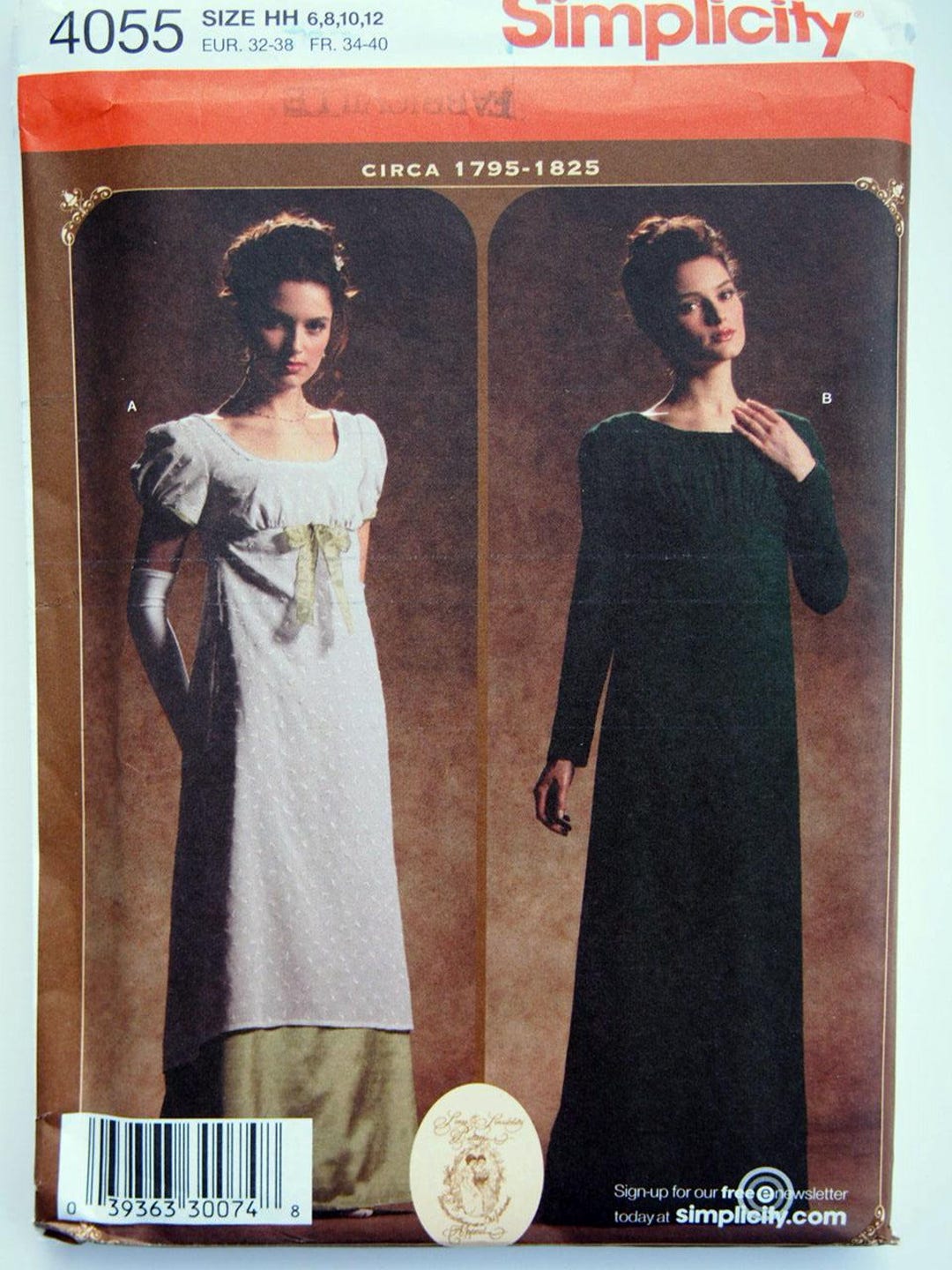 Simplicity 4055, Regency Era Sewing Pattern - Circa 1795-1825 Gowns - Etsy