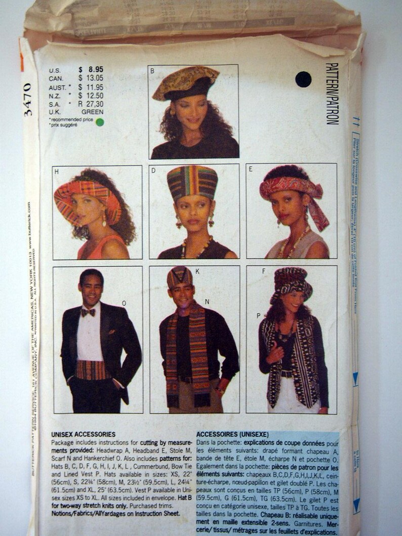 Butterick 3470, African-inspired Headwear and Accessories Sewing ...