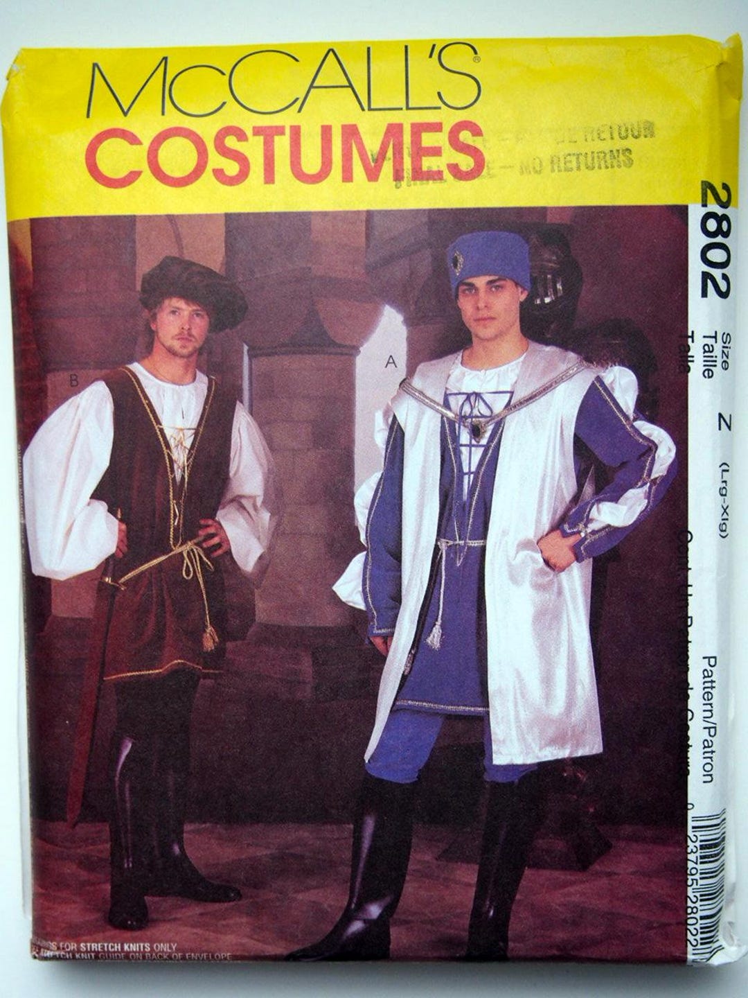 Mccall’s 2802, Men’s Renaissance Costume With Surcoat, Tunic, and ...
