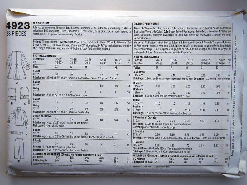 Simplicity 4923 (also 0627), Adult Pirate Costume - Captain, Buccaneer ...