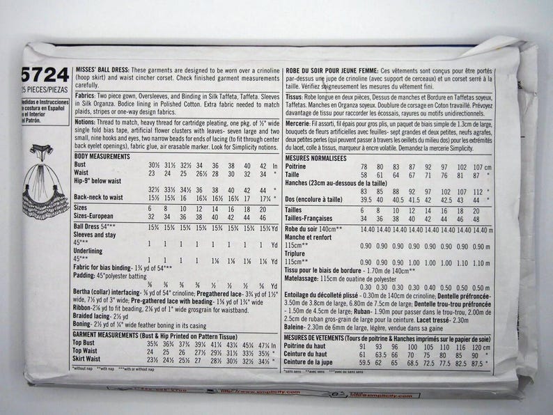 Simplicity 5724, Victorian Ball Gown With Bertha Collar and Crinoline ...