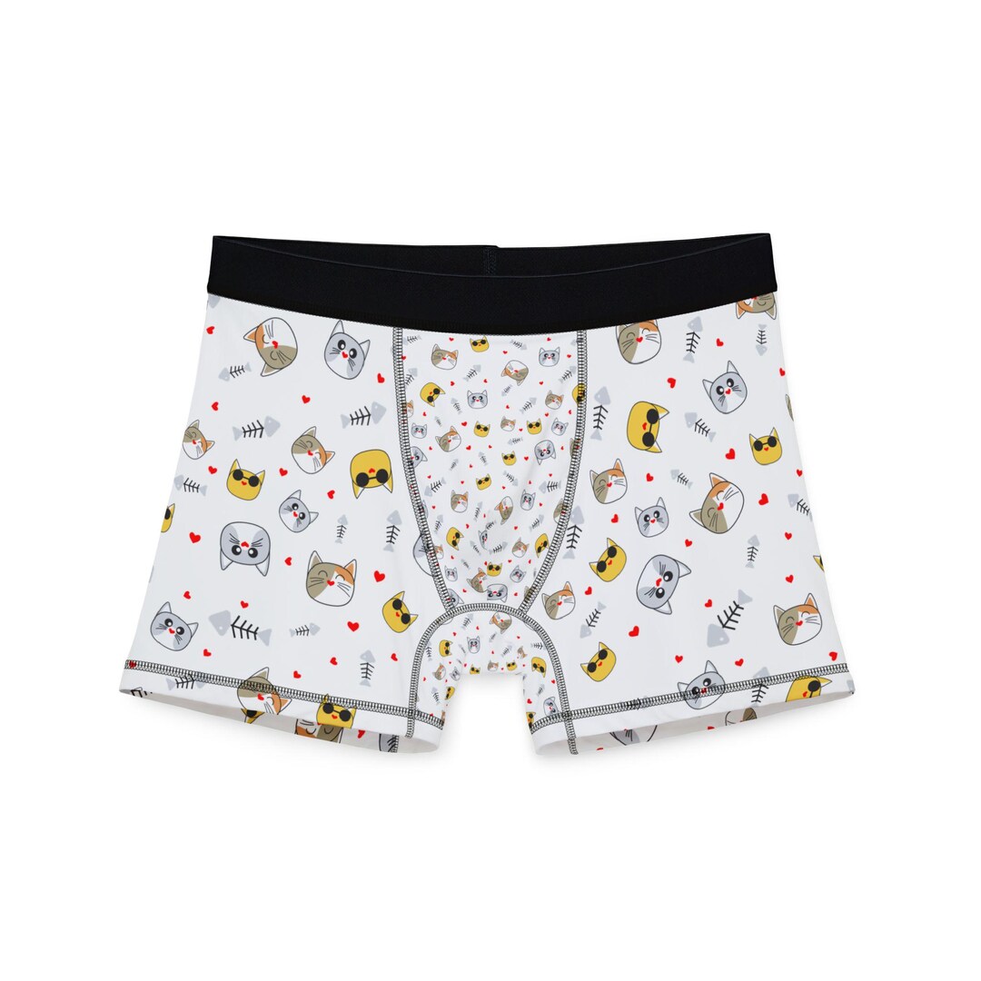 Mens Cat Boxers, Funny Kitty Underwear, Cat Lover Gift, Novelty Animal ...