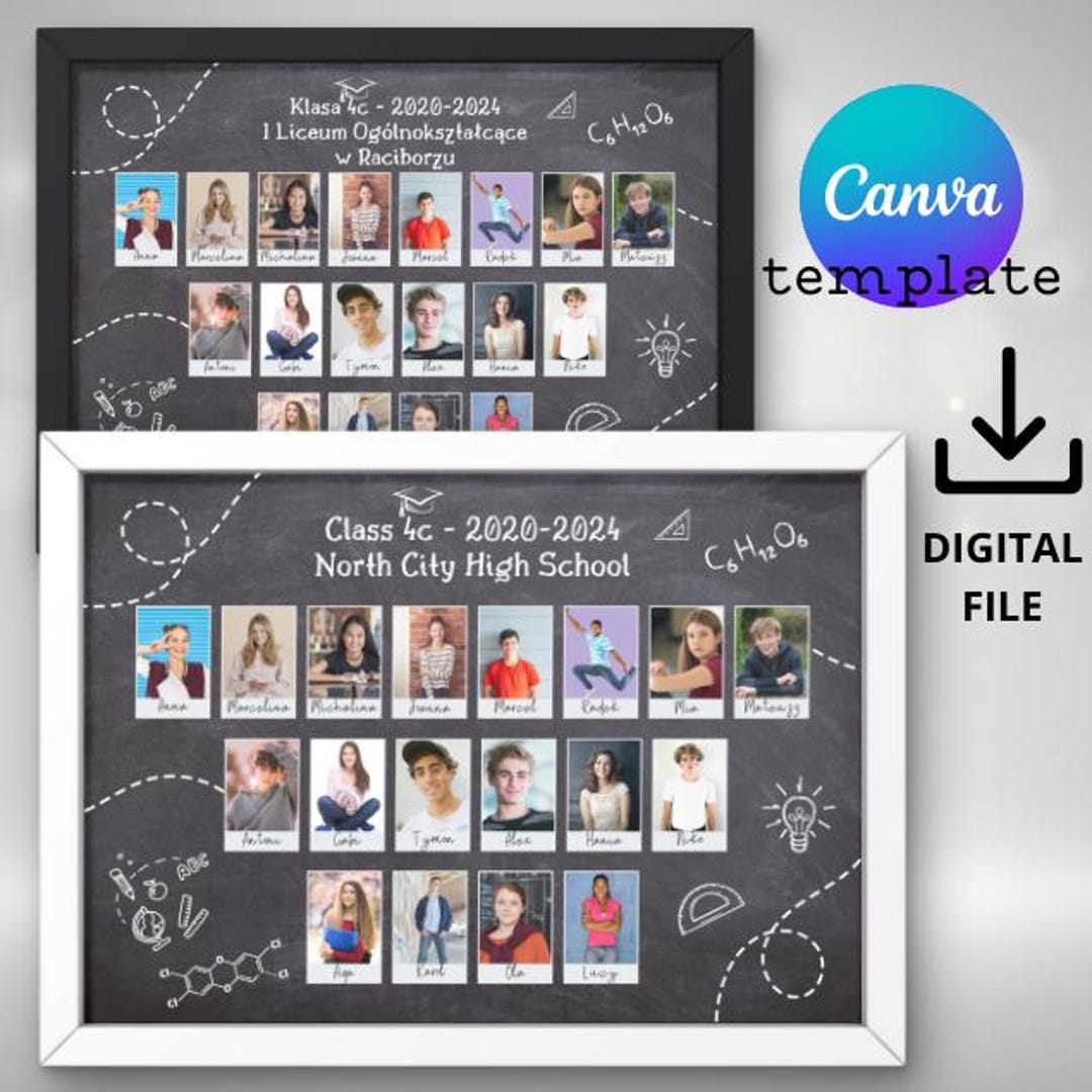 Editable Class Table School Graduates, Canva School Friends Photos ...