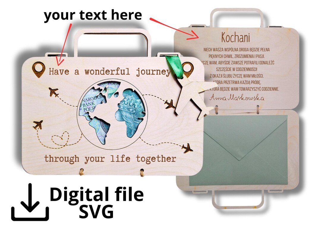 Envelope Money Suitcase Engraved Envelope Gift for Wedding Birthday ...