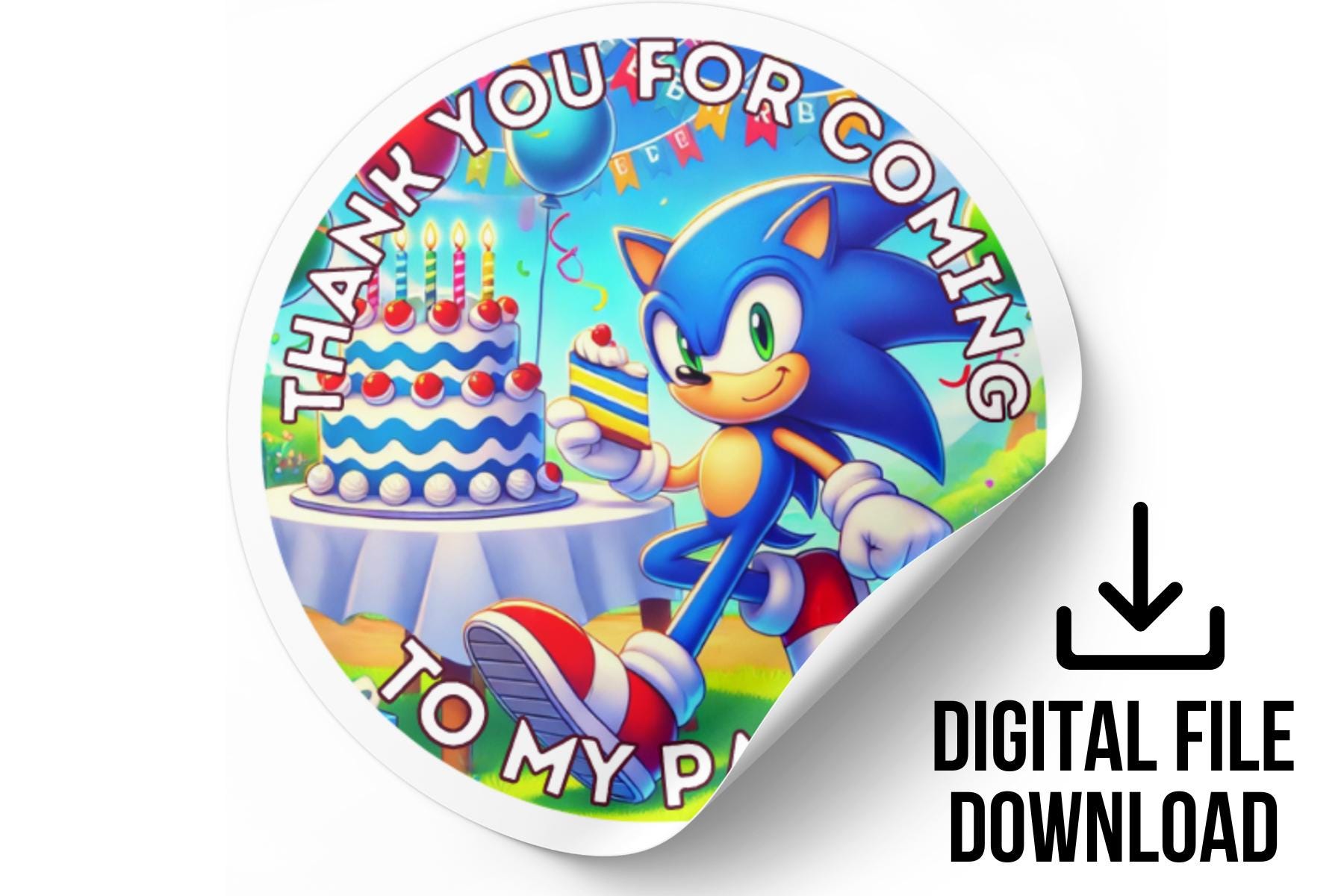 Printable Birthday Mug Stickers, Sonic Sticker Birthday Party Stickers ...