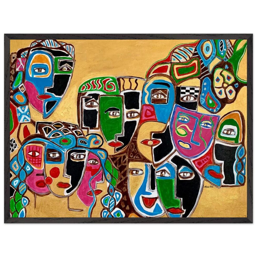 Symphony of Expressions. Abstract Painting Printed on Premium Wooden ...