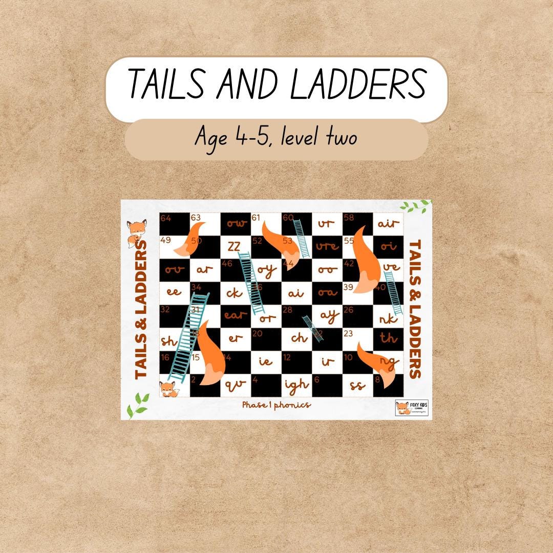Year R Phonics - Tails and Ladders Game Level Two - Etsy