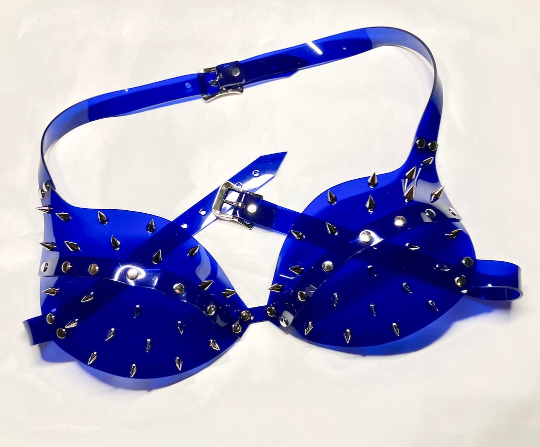 Blue PVC Spike Bra - Etsy