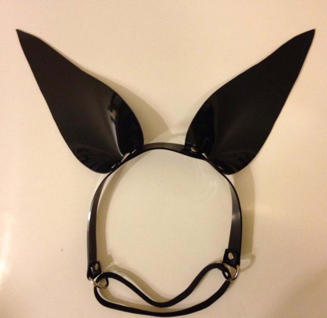 Black PVC Bunny Ear Headband - Etsy